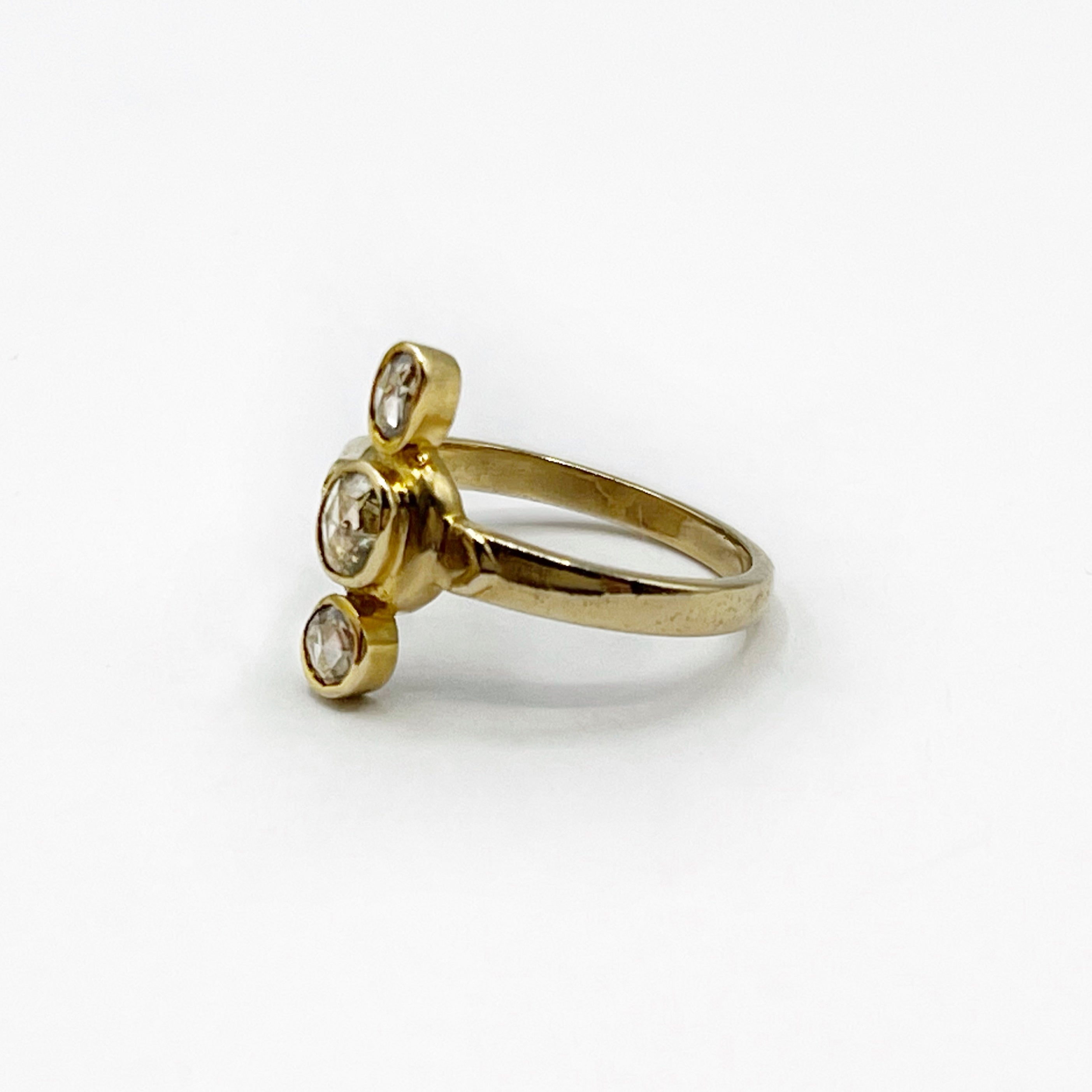 Vertical Three Stone Rose Cut Diamond Ring – M. Lowe and Co.